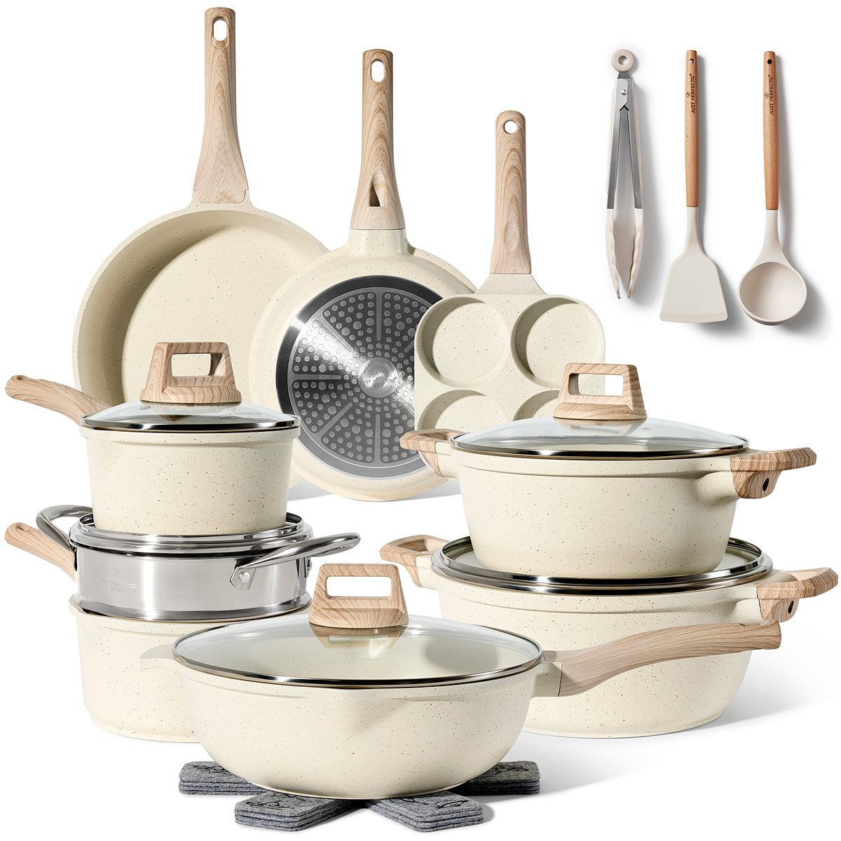 Just Perfecto 21-Pieces Nonstick Granite Pots and Pans Cookware Set (B